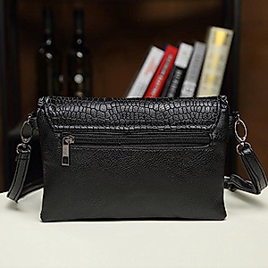2019 Large Fashion Clutch Handbags Black Casual Woman Bag Bolsas Feminina Big Clutch Bag Cute Envelope Ladies Women Shoulder Bags Party Purse Handbag for Women Evening Leather Purse (Large Black)