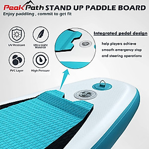 Peakpath Inflatable Stand Up Paddle Board (6" Thick) with Premium SUP Accessories&Bag,Bottom Fin for Paddling,Surf Control,Non-Slip Deck,Leash,Paddle and Two-Way Hand Pump|Youth&Adult Standing Boat