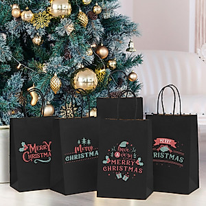 MESHA 100pcs Black Gift Bags 5.25" x 3.75" x 8", Small Size Kraft Paper Bags with Handles for Handwork, Shopping, Gift, Merchandise, Retail, Party