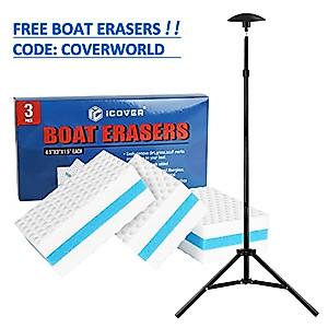 iCOVER Boat Cover Support Pole-Height Adjustable Iron Alloy Support Pole Telescoping Support System with Tripod Base for Jon Boat Pontoon Boat for Patio Furniture