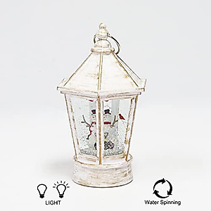 Christmas Tabletop Decor, Snow Globe Water Spinning LED Lighted Lantern, Battery Operated (not Included) (9.1" H x 5.5" W x 5.5" D) by Moments in Time