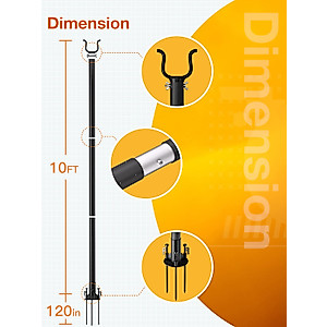 addlon 4 Pack String Light Poles Pro 10ft, Aluminum Waterproof Harder Outdoor Poles with Hooks for Hanging, Patio, Garden, Wedding, Parties - Classic Black