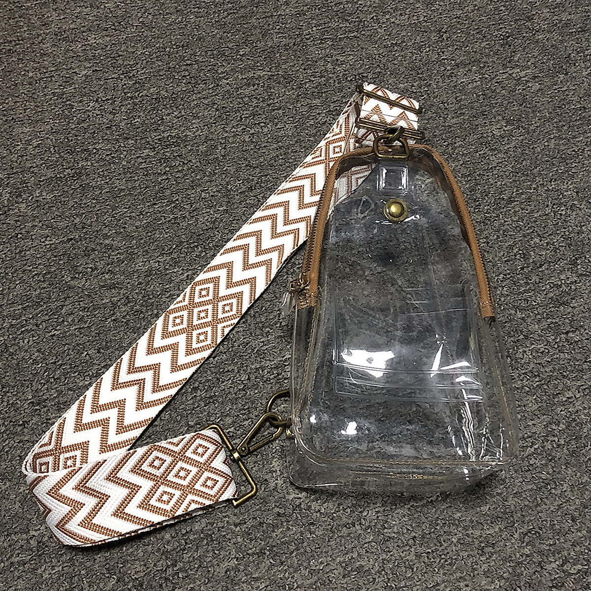 NECARSIN Clear Bag Stadium Approved Sling Bag for Women,Crossbody Bag Guitar Strap Casual Small PVC Daypack for Traveling Hiking