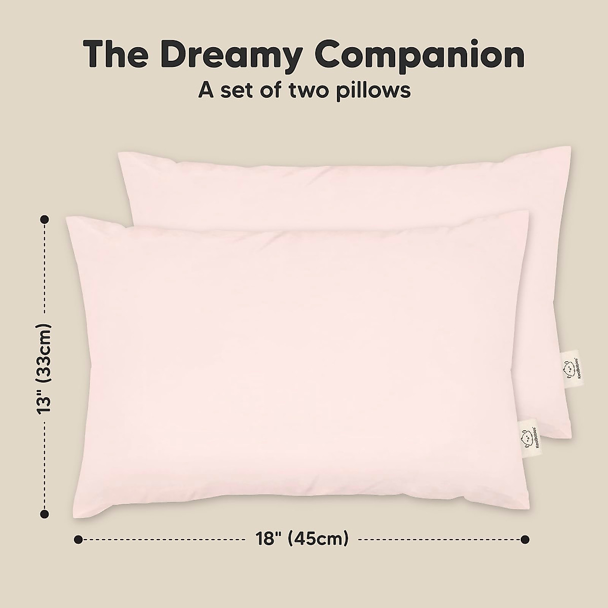 2-Pack Toddler Pillow - Soft Organic Cotton Toddler Pillows for Sleeping - 13X18 Small Pillow for Kids - Kids Pillows for Sleeping - Kids Pillow for Travel, School, Nap, Age 2 to 5 (Mist Pink)