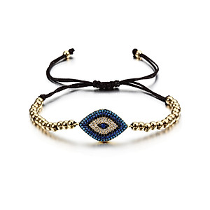 CIUNOFOR 14K Gold Filled Evil Eye Chain Bracelet, Adjustable White Bracelet for Women