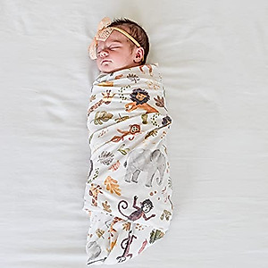 Extra Soft Knit Swaddling Receiving Blanket Wild Safari by Village Baby
