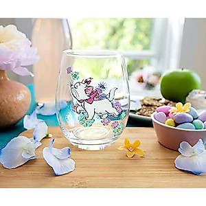 Disney The Aristocats Marie Walking Teardrop Stemless Wine Glass | Holds 20 Ounces