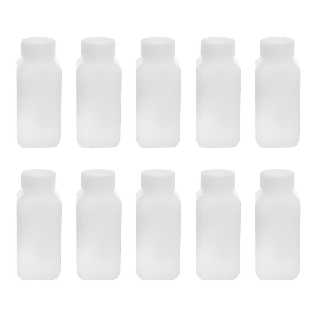 Bettomshin 10Pcs 100ml PE Plastic(Food Grade) Bottles, 19.5mmx95mm(IDxH) Lab Bottle Wide Mouth Sample Sealing Storage Container Screwcap White Translucent Square