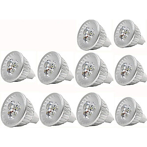MR16 LED Bulbs MR16 3W LED Cool White Light Bulbs GU5.3 MR16 LED Bulbs 12V 3 Watt LED Spotlight Bulbs for Landscape Recessed Track Lighting,20W Halogen Equivalent,Pack of 10