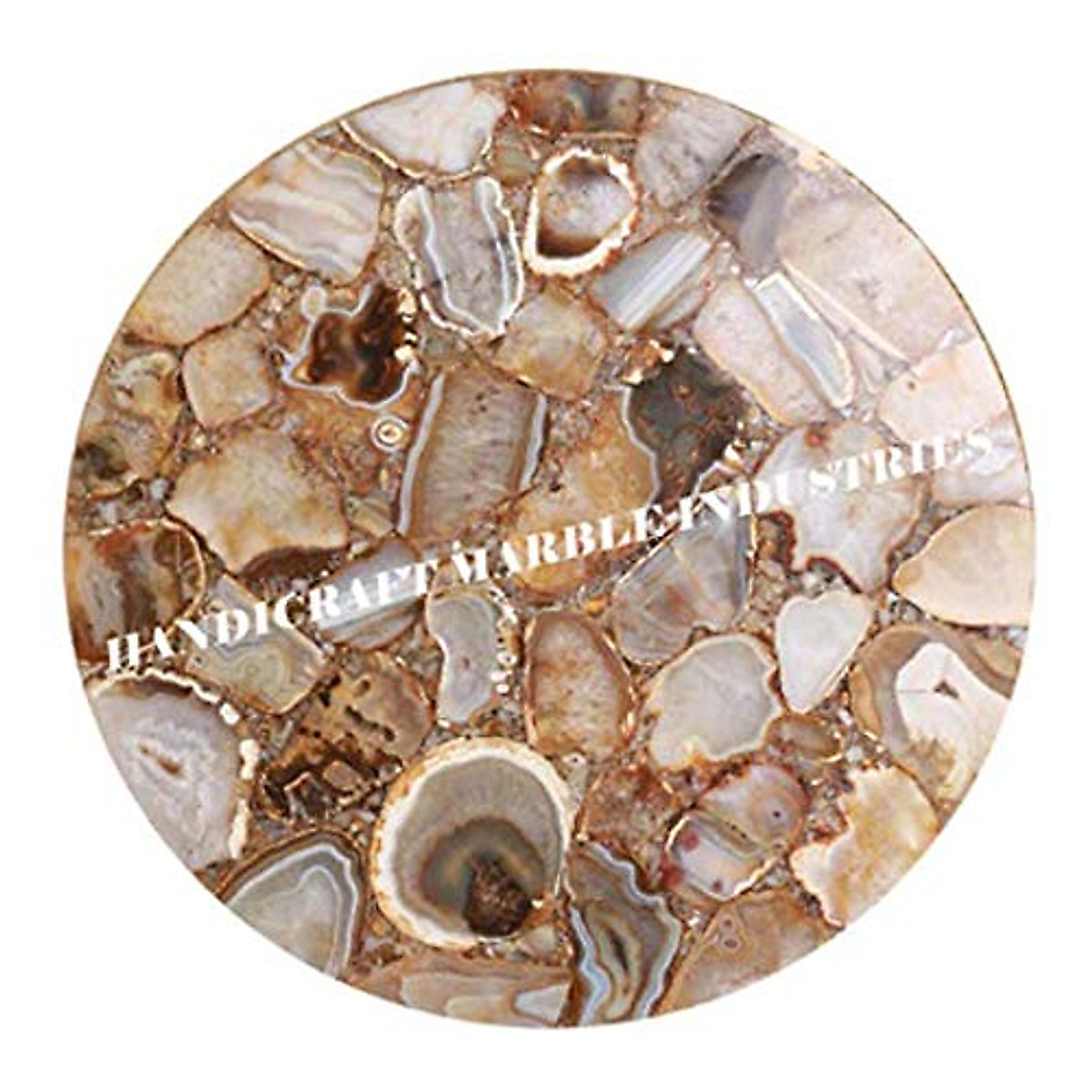 Natural Brown Agate Stone Round 30" x 30" Inch Dining Table Top, Natural Brown Agate Stone Round Coffee & Centre Table Top, Brown Agate Stone Round Meeting Room Table Top, Piece Of Conversation