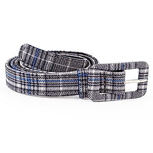 MUXXN Womens Belt- Solid Color Basic Belt for Casual Formal Dress or Jeans (Blue Plaid XL)
