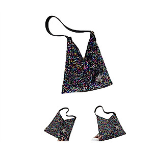 WIGUYUN Womens Mermaid Sequins Shoulder Bag Reversible Sequin Handbag Purse Sparkling Tote Shiny Hobo Bag,Black