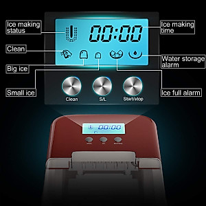 COSTWAY Countertop Ice Maker, 26LBS/24H with Self-Clean Function, LCD Display, 9 Bullet Ice / 7 Mins, Portable and Compact Ice Machine with Ice Scoop, for Homes, Offices, Restaurants, Bars, Red