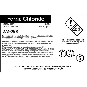 Ferric Chloride - High Concentration Chloride Solution - Wide Applications - Ideal as Etching Cream, Coagulant for Water Treatment - Copper and Stainless Steel Etchant Solution (500mL (16 Fl Oz))