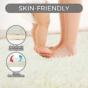 Ultra Soft Rug for Living Room, 8X10 Fluffy Shag Area Rug for Bedroom, Modern Shaggy Carpets Fuzzy Rug for Teens Dorm Nursery Home Decor Aesthetic, Upgrade Anti-Skid Durable, Cream White