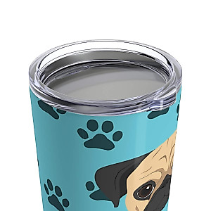 Custom Pug Travel Mug - Personalized Tumbler or Mug for Coffee Beer Warm Cold Drinks Men Women Dogs Pugs Lovers Gifts 20oz