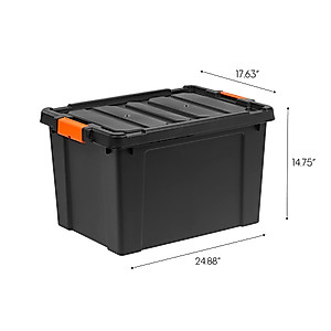IRIS USA, 76 Quart Heavy Duty Plastic Storage Box, Black, Set of 4