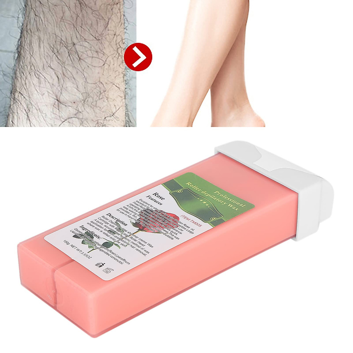 Roll-on Wax Cartridge Body Leg Chest Arm Bikini Armpit Hair Removal Wax Men Women Roller Depilatory Wax for Professional Salons and Home Self Waxing (100g)(Rose)