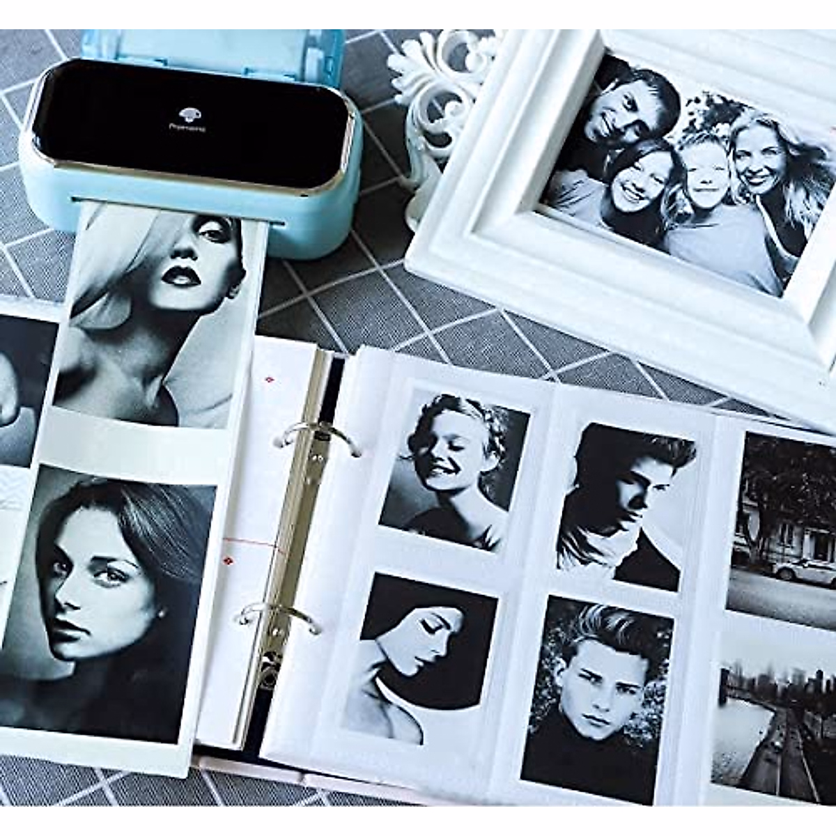 Phomemo M03 Pocket Printer- Portable Printer Photo Printer with 3 Roll 3 Inch Black on White, 77mm x 3.5m, 3 Inch X 11.5 ft, Compatible with iOS + Android for Photos, Journalist, Work, Plan-(Green)