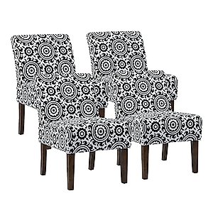 Phoenix Home Parsons Dining Room Chairs, Set of 4, Black Floral