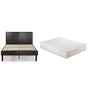 Zinus Gerard Platform, Queen, Espresso & Green Tea 12-inch Memory Foam Mattress, Queen
