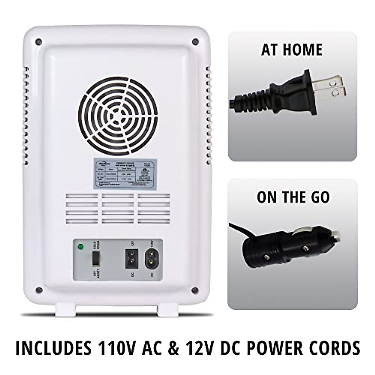 Koolatron Cosmetics Fridge w/Lighted Makeup Mirror, 6L Portable Skincare Refrigerator w/LED Ring Light, 12 Volt DC and 110 Volt AC Cords, Beauty Serum, Face Mask, Home, Travel, Hotel, Dorm, Office