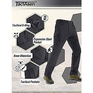 TACVASEN Men's Snow Ski Pants Insulated Thermal Warm Water Resistant Pants with Fleece Lined Utility Pockets Pants Mens Millitary Airsoft Army Pants