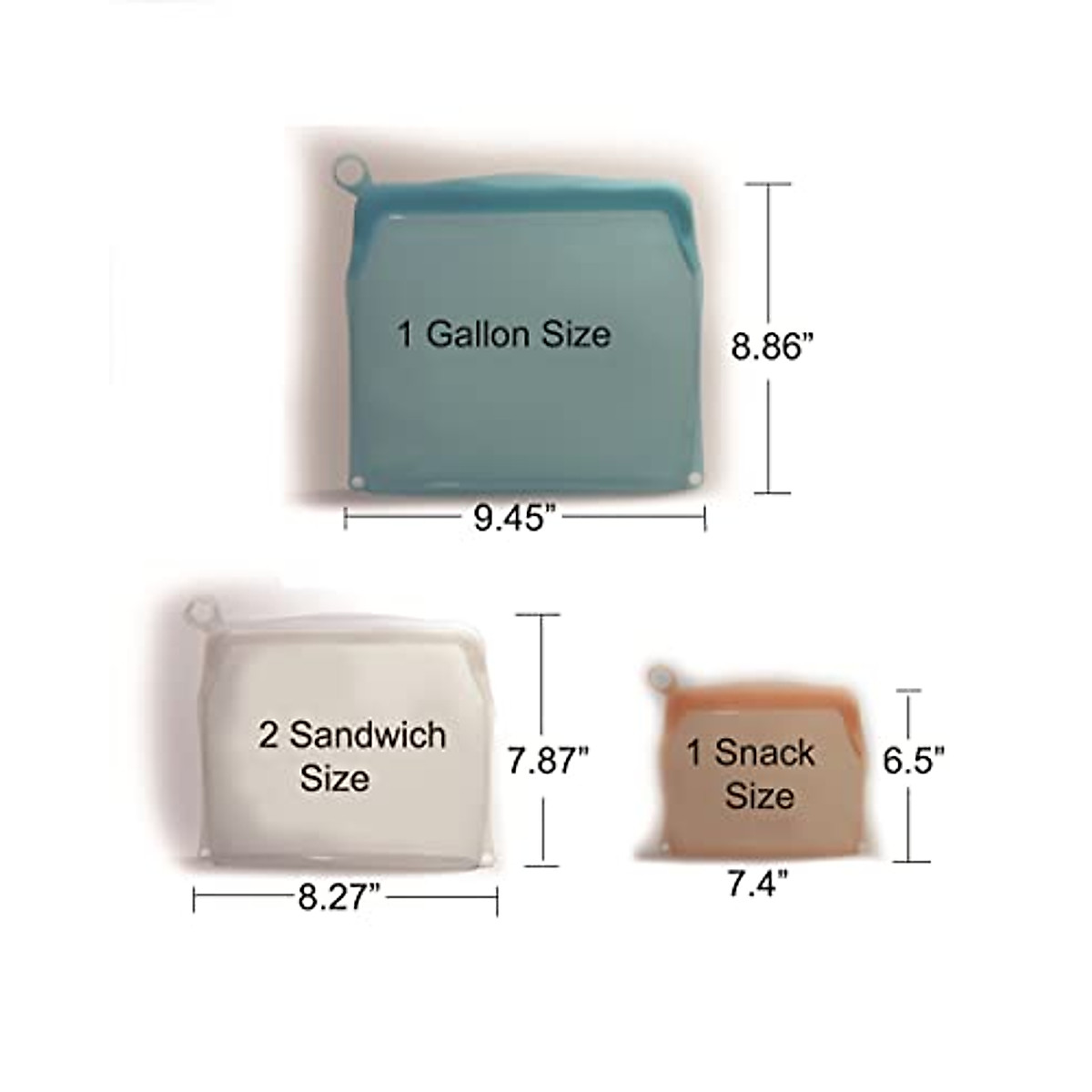 All- Purpose Reusable Silicone Ziplock Bag | Stand-Up: Small, Medium, Large | Space Saver | Travel Essentials, Make-up | Meal Prep | Storage | BPA free | Latex free| PVC free (Set of 4)