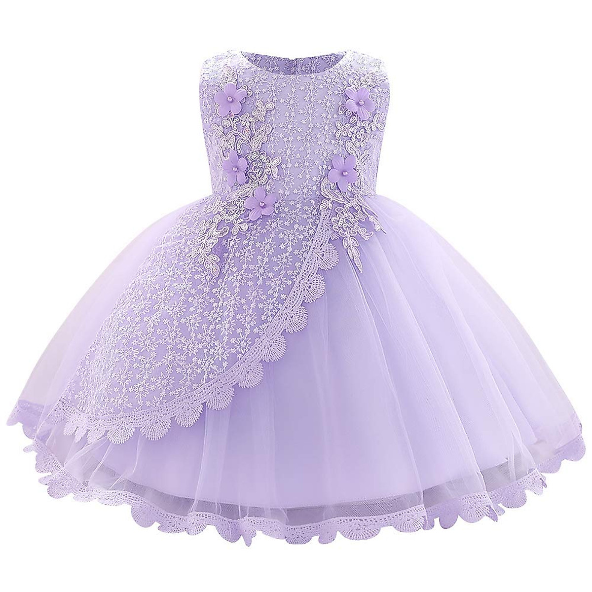 Lace Flower Girls Sequins Bowknot Tutu Dress for Kids Baby Christening Baptism Communion Birthday Party Formal Dress Toddler Infant Princess Pageant Wedding Bridesmaid Tulle Gowns Purple 12-18 Months
