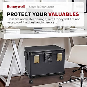 Honeywell Safes & Door Locks - Large Safe Box Chest for Home - Waterproof & Fireproof Safe with Wheels - Fits Letter, Legal & A4 Files - Strong ABS Plastic Document Safety File Box - 1.06 Cu - 1112W