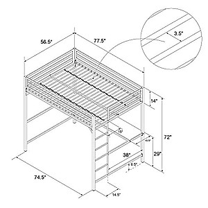 DHP Miles Metal Full Loft Bed with Desk, Silver
