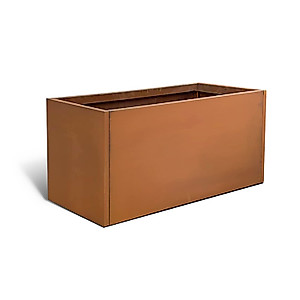 GZGNEEVL Corten Steel Planter Box Rectangular Planters Large Outdoor Planter Metal Planter Box for Tall Plant Trough Rustic Patina for Garden Yard Commercial Residential Farm 16 in x 31.5 in x 16 in