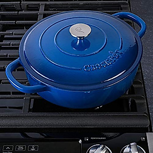 Crock Pot Artisan Enameled Cast Iron Braiser W/Lid, 5 Quart, Sapphire Blue