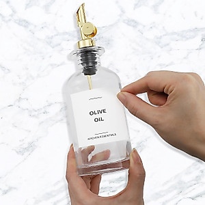 Spaceneat Olive Oil Dispenser Bottle for Kitchen, Coffee Syrup Dispenser - Elegant & Classy Olive Oil Bottles for Kitchen - Glass Cooking Oil Dispenser, Container, Cruet with Pourer Spout - 2pcs, Gold