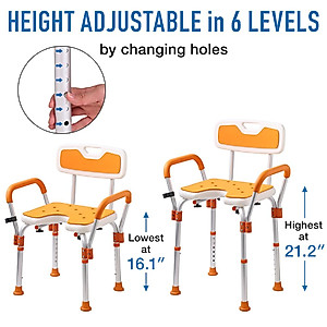 Shower Chair for Inside Shower, Japard 400 lbs Heavy Duty Bath Chair with Arms and Shower Head Holder, Medical Shower Seat, Bath Stool Safety Shower Bench for Elderly