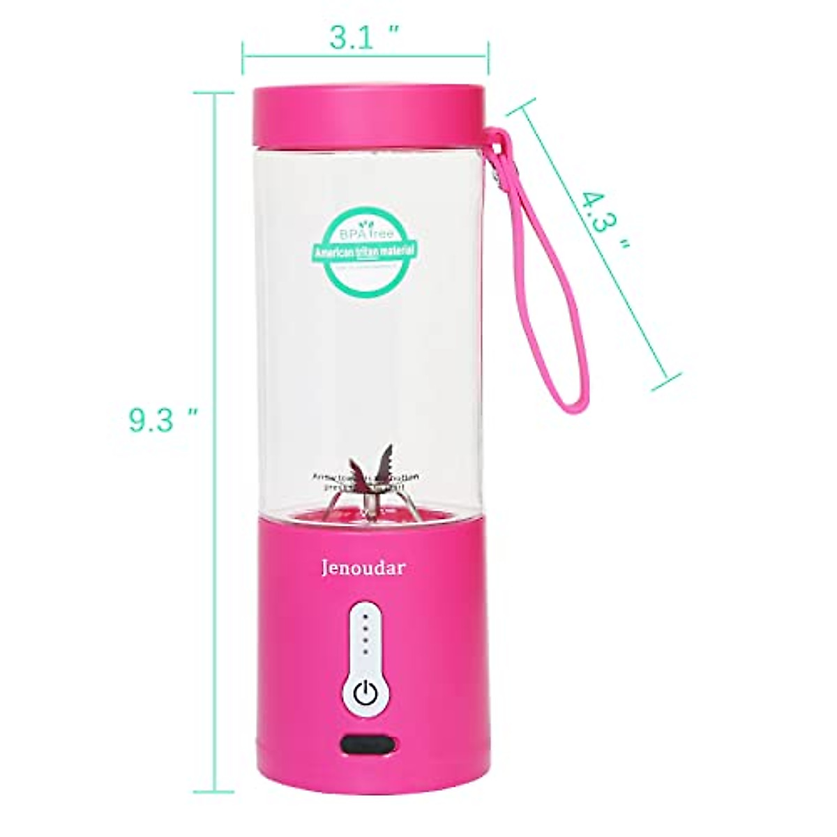 Jenoudar 18 Oz Portable Blender, Personal USB Rechargeable Blender,Personal Size Mini Blender for Shakes Smoothies, Juicer Cup with 6 Blades for Travel Sports Home,BPA free Easy to Clean