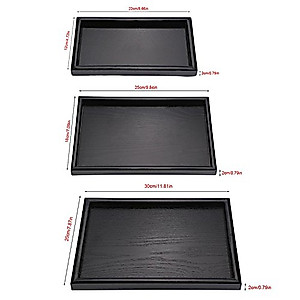 Wooden Tray, Rectangle Shape Solid Wood Serving Tray Modern, Elegant Tea Coffee Snack Food Meals Serving Tray Plate with Raised Edges Restaurant Trays for Hotels, Coffee Shops(#1)