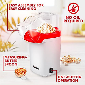 Mueller Ultra Pop, Hot Air Popcorn Popper, Electric Pop Corn Maker, Healthy and Quick Snack, No Oil Needed with Measuring/Butter Cup