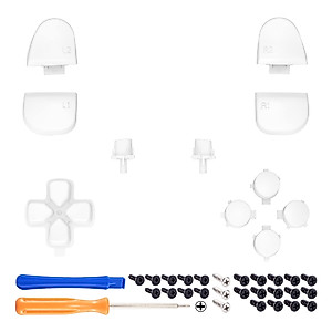 eXtremeRate Replacement D-pad R1 L1 R2 L2 Triggers Share Options Face Buttons, White Full Set Buttons Compatible with ps5 Controller BDM-030 BDM-040 BDM-050 - Controller NOT Included