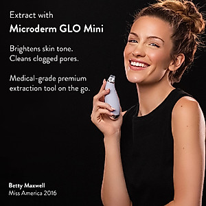 Microderm GLO MINI Premium Skincare Bundle - includes Blackhead Remover Vacuum Tool, 8mm Filters 30 pack, Peptide Complex Serum. Best Anti Aging Treatment Black Head Remover and Pore Extractor Kit