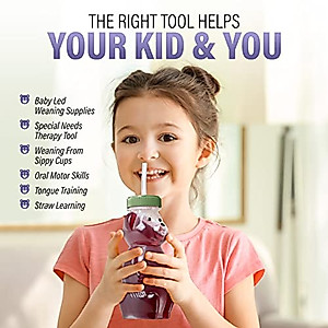 Honey Bear Straw Cup, Straw Sippy cup 8 oz, Baby Led Weaning Supplies, Toddler Cups, Baby Straw Cup, Leak Proof, Food-Grade, BPA Free, Easy to Hold, Straw Therapy Learning Cup, Straw Training Cups(2)