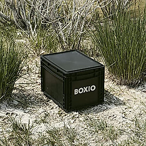 BOXIO Solo: Storage box with lid – 14,7" x 11,8" x 11,0" – perfect plastic transport box for camping, boat or garden – stackable with other stacking boxes – Made in Germany