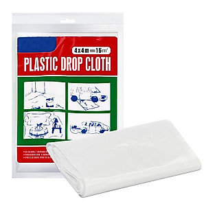 Plastic Drop Cloth, Plastic Sheeting 13x13 Feet Plastic Drop Cloths for Painting Waterproof Dustproof Paint Plastic Covering Furniture Cover Floor Protection Film Painters Plastic