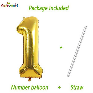 PartyMart gold Foil Balloons Number 1, 42 inch