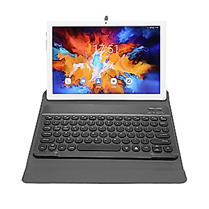 FECAMOS 10.1 Inch 2 in 1 Tablet 12GB RAM 256GB ROM Tablet Computer 4GLTE 5G Dual WiFi High Sensitive Stylus Front 8MP Rear 20MP for Android 11 for Home (White)