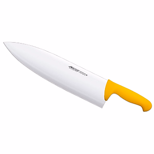 ARCOS Roma Knife/Butcher Knife 14 Inch Nitrum Stainless Steel and 360 mm blade. Ergonomic Polypropylene Handle. Series 2900. Features different handle colors to make it easier. Color Yellow.