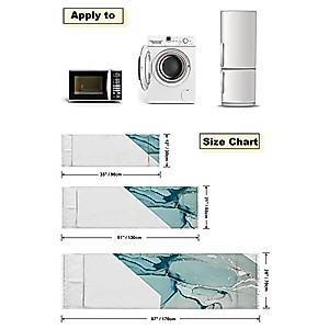 Comforance Marble Turquoise Microwave Cloth Cover 12x35inch, Anti-Slip Dust Oil Proof Cloth, Decorative Kitchen Appliance for Refrigerator Washing Machine Protector, Marble Textured Modern