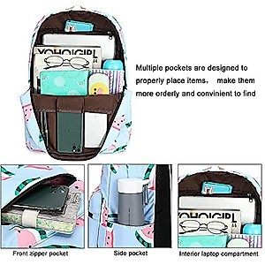CAMTOP Backpack for Teen Girls&Boys Kids School Bookbag Lunch Box Set (Y0080-3/Light Blue Watermelon)