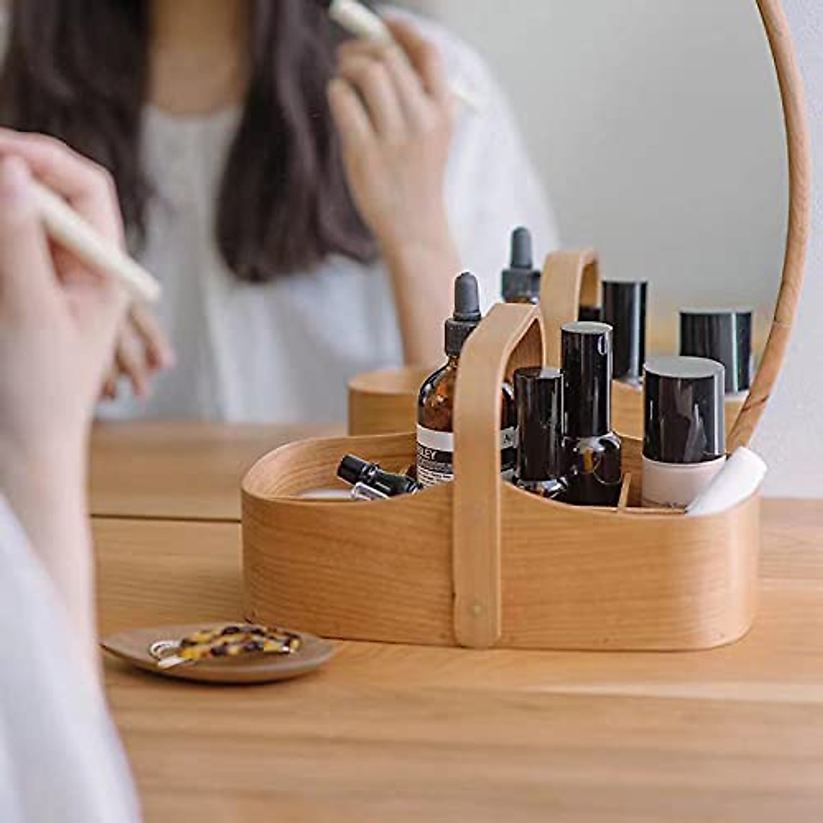 Makeup Organizer Wooden Cosmetics Storage Box Makeup Organizer Holder with Drawers Desktop Sundries Storage Box for Lipsticks, Jewelry, Nail Care, Skincare Cosmetic Storage Box (Size : C)