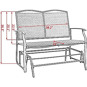 ALIMORDEN Patio Wicker Swing Glider Bench for 2 Person, Outdoor Sturdy Steel Frame Rocking Lounge Chair, Weather Resistant Rattan Chair for Garden, Backyard, Porch, Brown